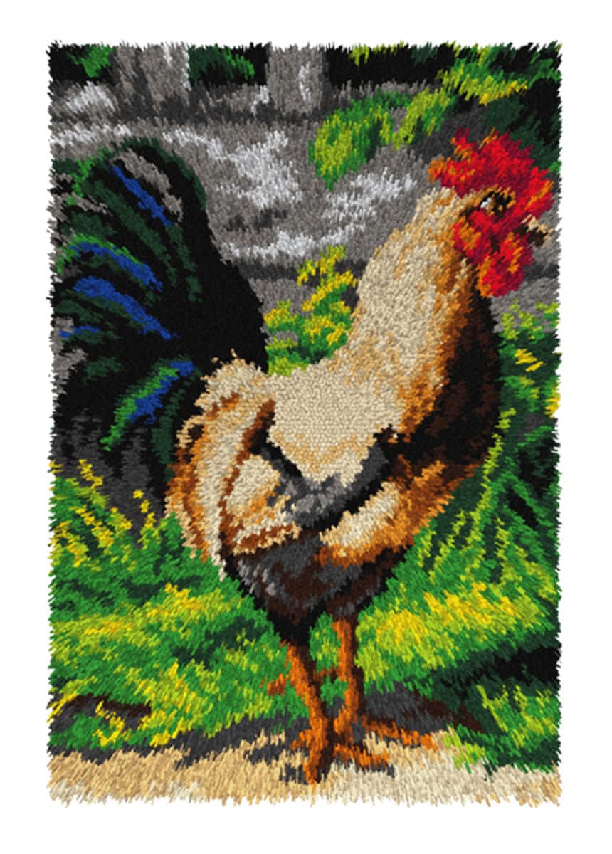 Latch Hook Rug Kit - Rooster. Printed Tapestry Canvas. DIY Latch Kit ...