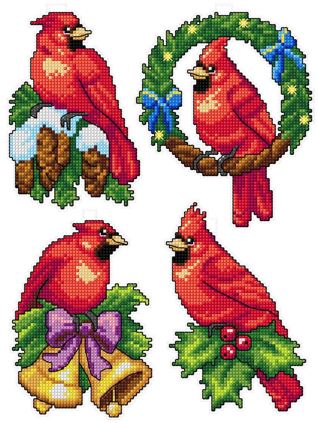 Christmas Cardinals Plastic Canvas Cross Stitch Kit. 4 Cross Stitch ...