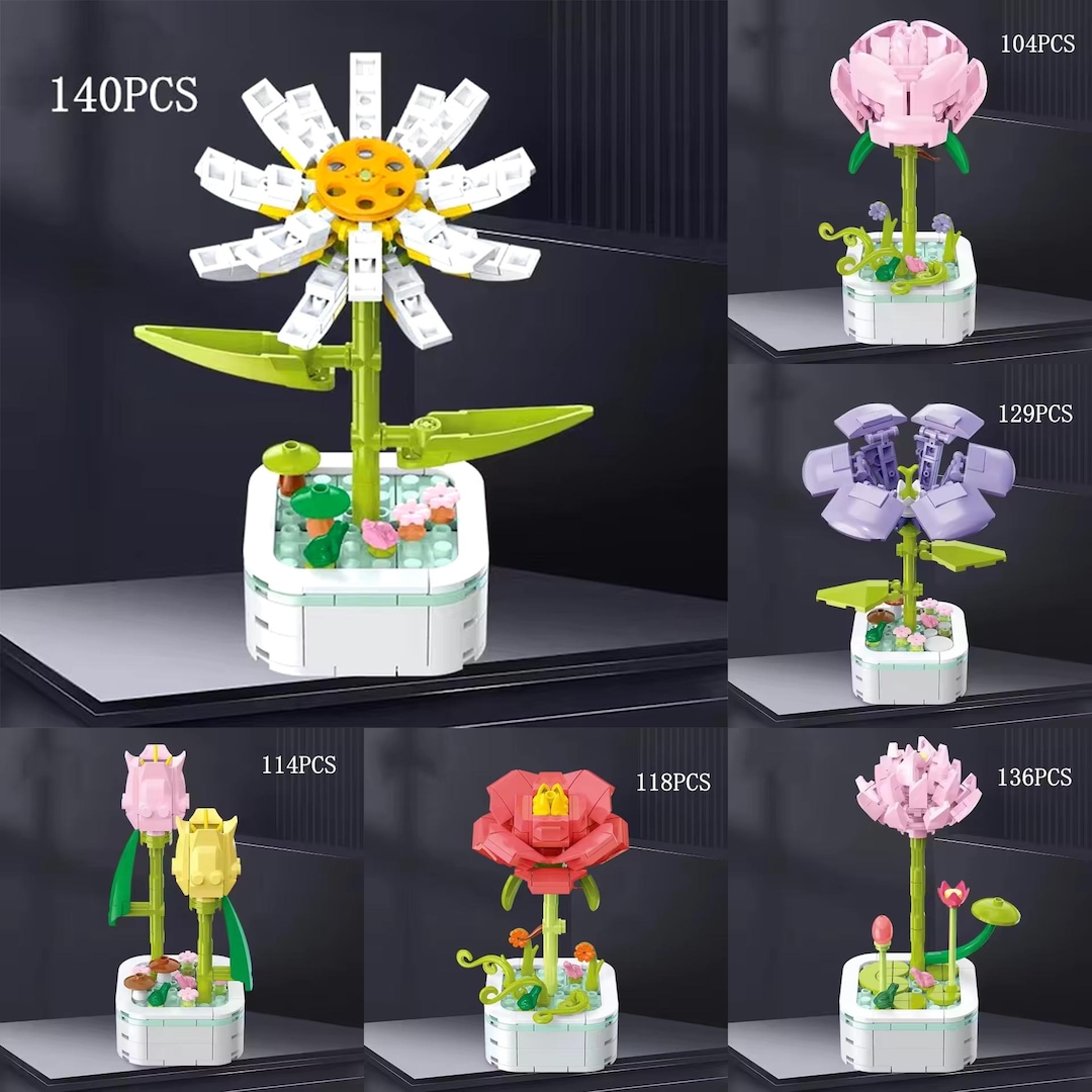 Potted Flower Building Brick. DIY Flower Building Kit. Potted Flower ...