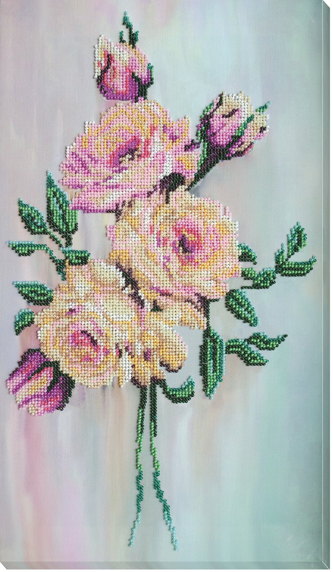 Gentle Roses - DIY Bead Embroidery Kit. White Flowers Beading Pattern ...