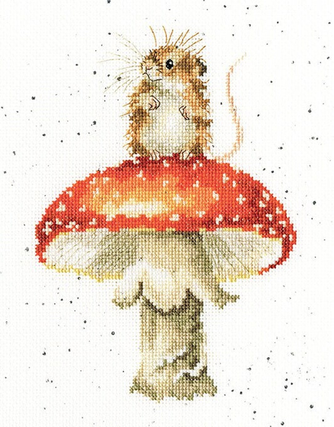 Mouse With a Mushroom. Hannah Dale Cross-stitch Kit on Aida 14 Count ...