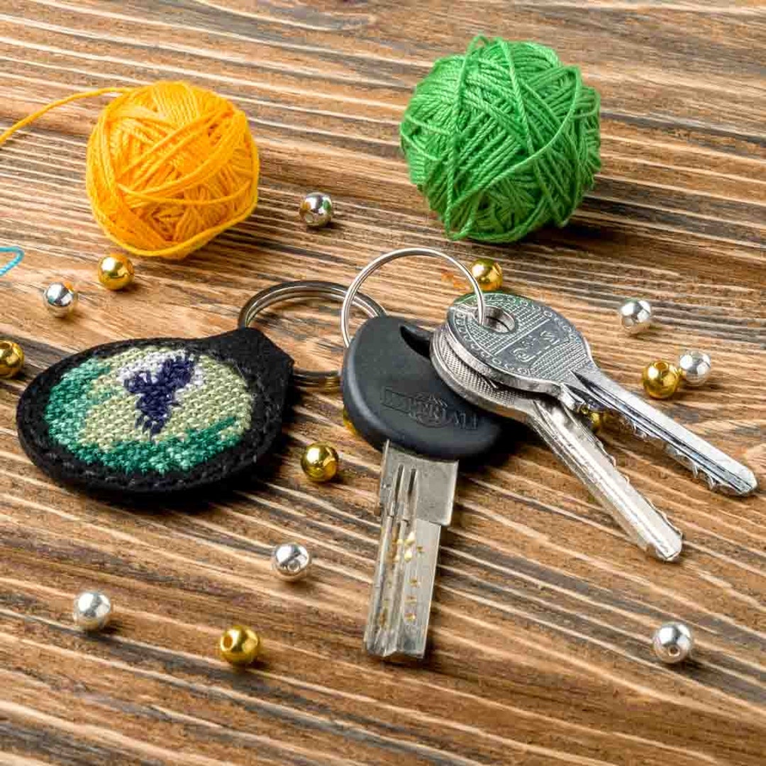 DIY Embroidered Key Ring Cross-stitch Kit on Artificial Leather by ...