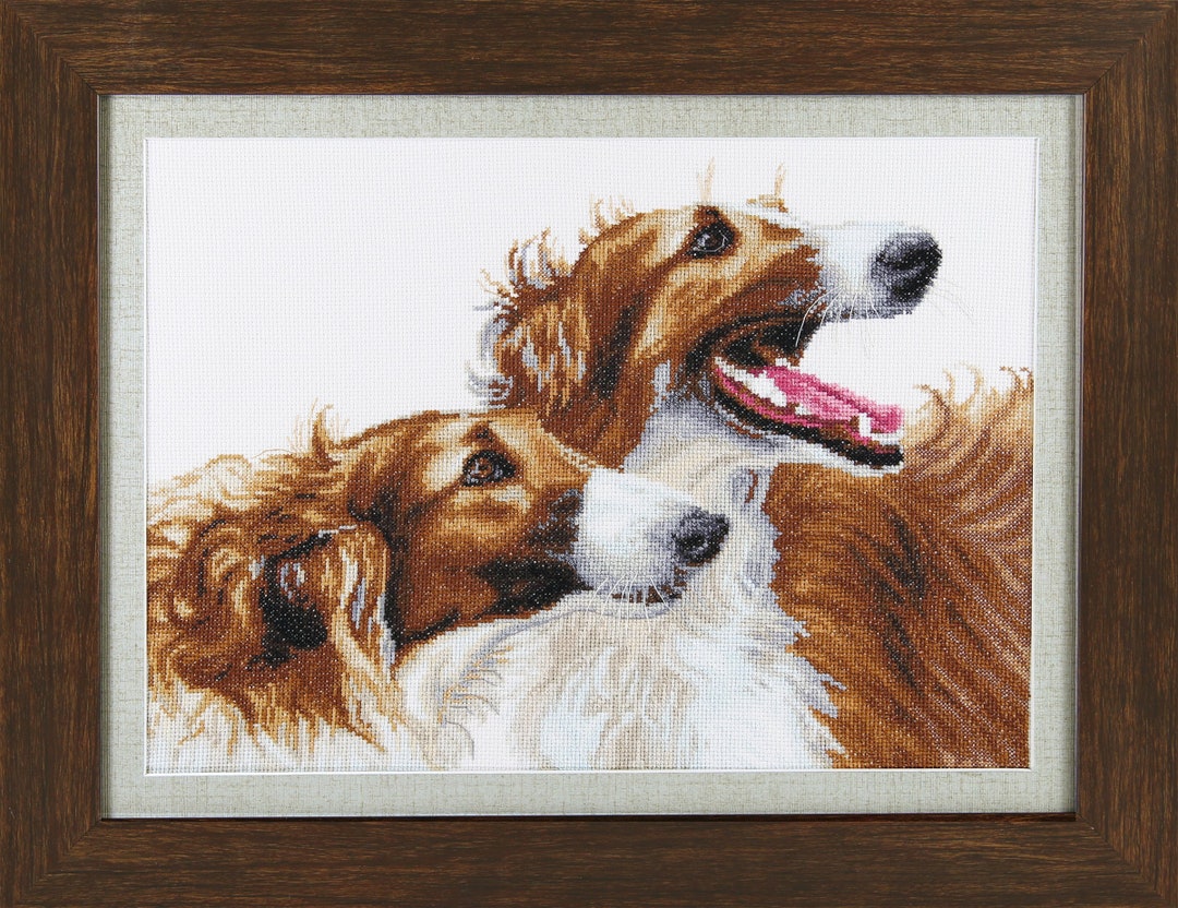 Spaniel Dogs. Cute Puppies Cross-stitch Kit on Aida 14 Count Canvas ...