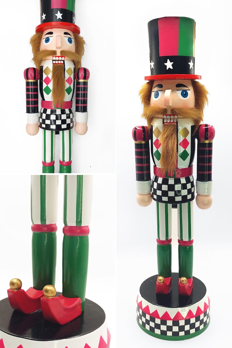 Christmas Nutcracker Figurine Set – Colorful Harlequin Nutcracker With ...