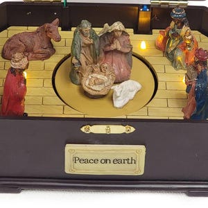 Nativity Scene Keepsake Box. Holy Family Display With LED Lights ...