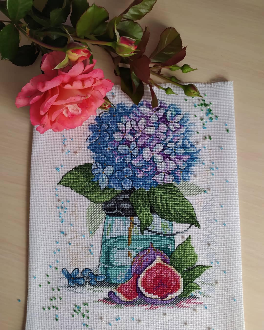 Hydrangea Cross Stitch Kit. Blue Flower Cross Stitch Pattern. - Etsy
