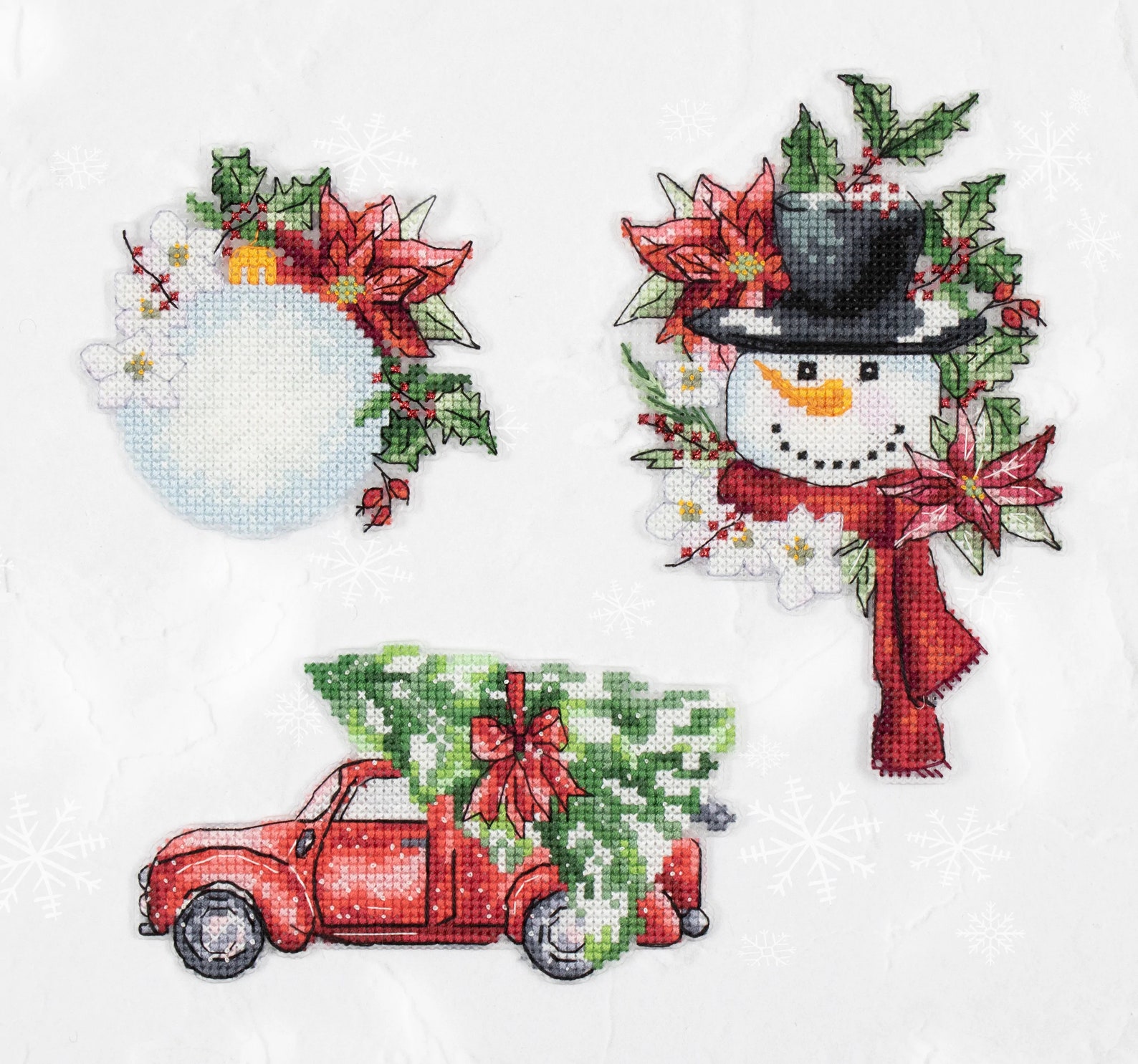 Christmas DIY Plastic Canvas. Snowman and Lorry Counted Cross-stitch ...