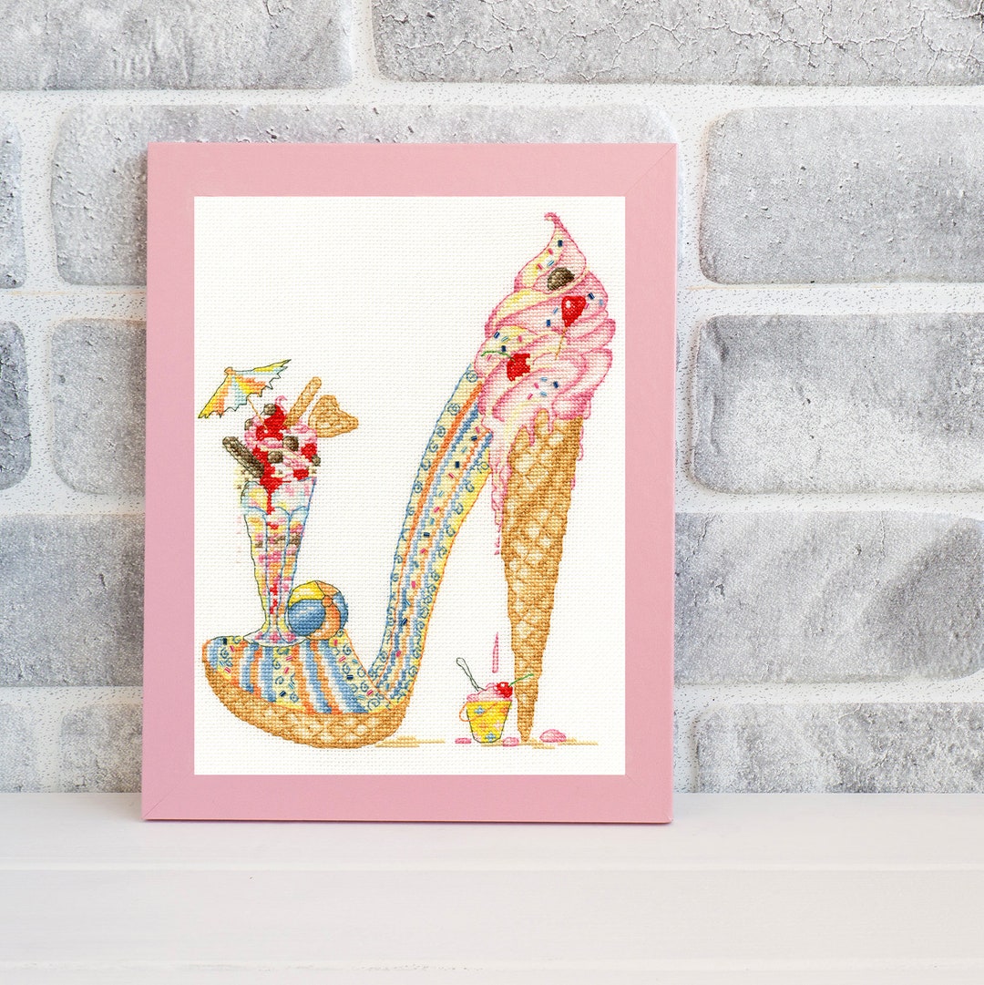 Lazy Sundae. Sally King Cross-stitch Kit on Aida 14 Count Canvas. Ice ...