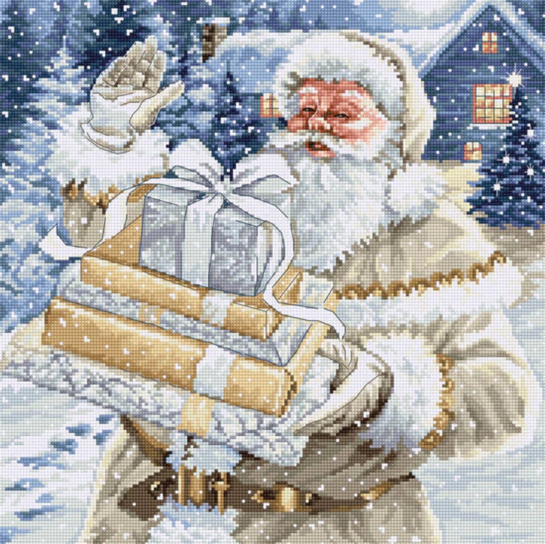 Santa and Pressies - Counted Cross-stitch Kit on Aida 16 Count Canvas ...