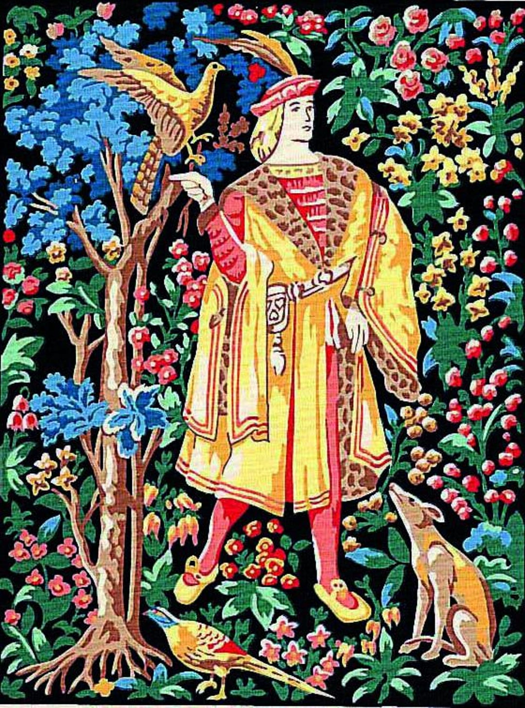 The Falconer. Needlepoint Canvas for Half Stitch Without Yarn. Printed ...