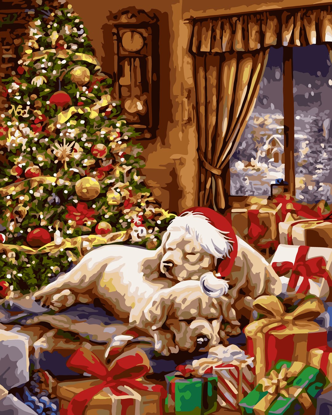 Paint by Numbers Kit Labradors Christmas Tree With Gifts L041 19.69 X ...