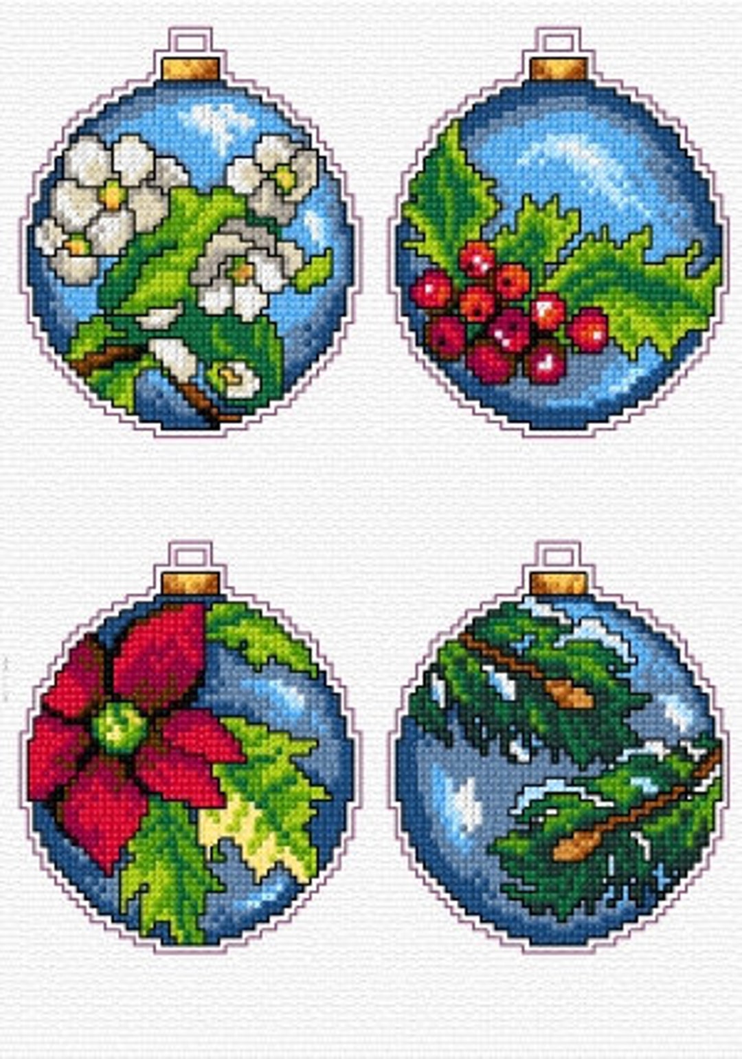 Christmas Tree Baubles - Counted Cross-stitch Kit on the Plastic Canvas ...
