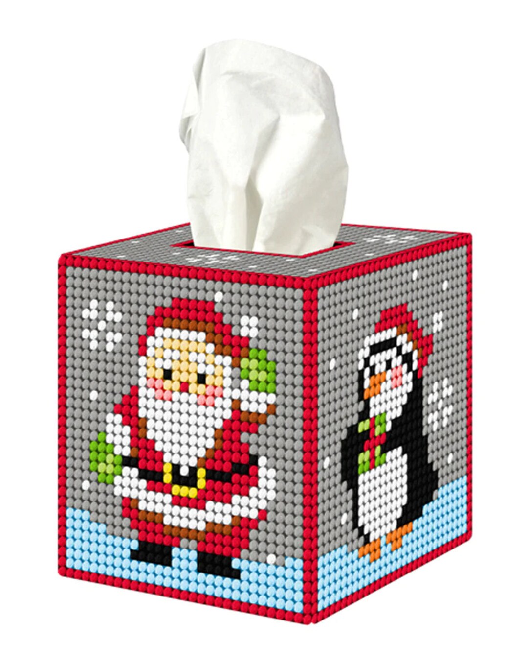 Tissue Box Cover Christmas Santa Claus and Penguin - Needlepoint Half ...