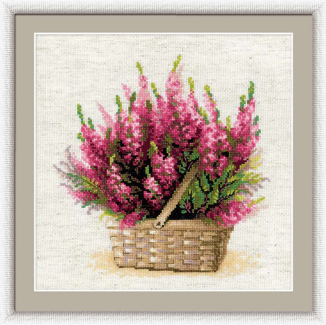 Scottish Heather - Counted Cross-stitch Kit. Pink Flowers Cross Stitch ...