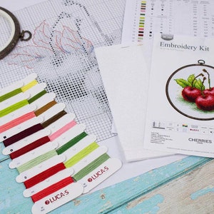 Cherries - Cross-stitch Kit on Aida 16 Count Canvas. Cross Stitch ...
