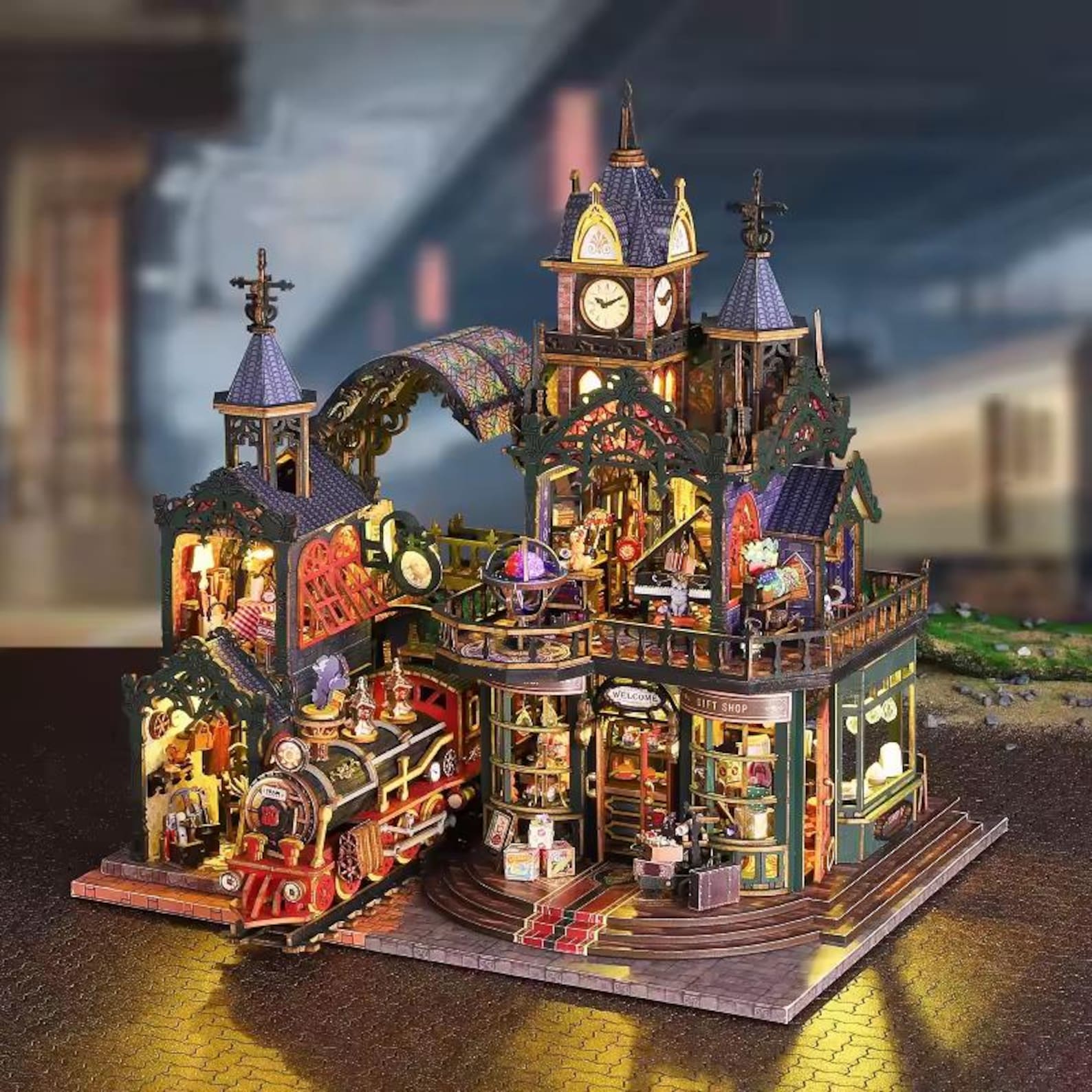 DIY Miniature Roombox Kit - Railway City. Handmade Dollhouse Kit With ...