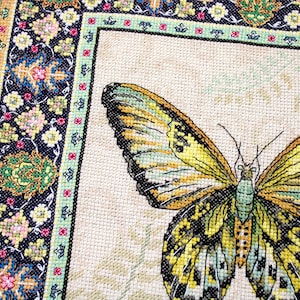 Yellow Butterfly Cross-stitch Kit on Aida 16 Count Canvas. Monochrome ...