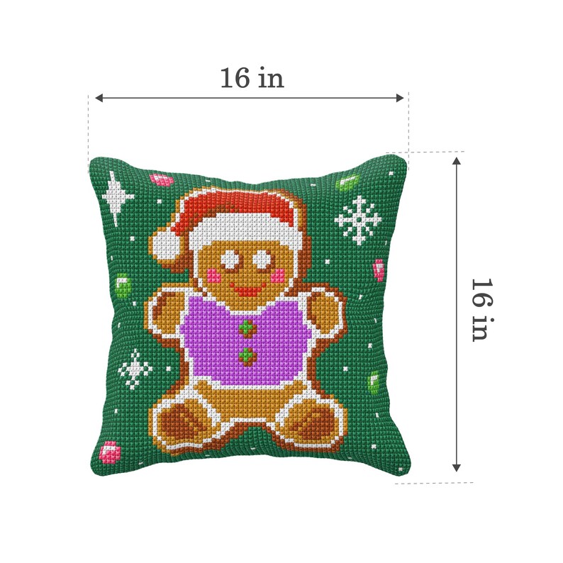 Gingerbread Man Cushion Cross-stitch Kit. DIY Pillow With Christmas ...