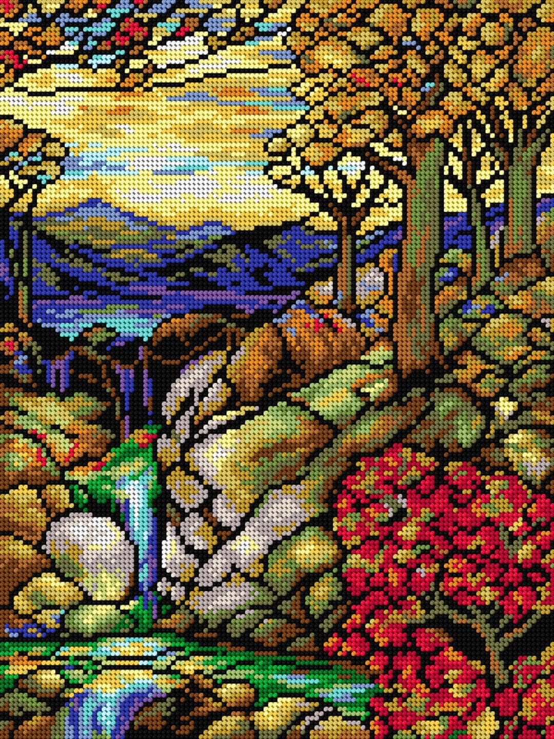 Forest Waterfall. Needlepoint Canvas for Half Stitch Without Yarn ...