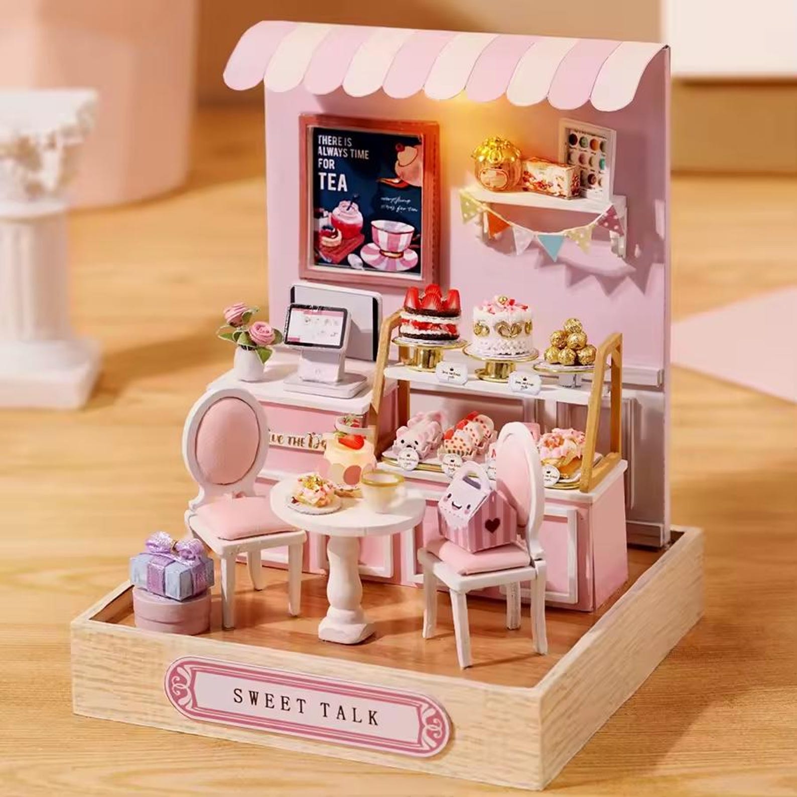 Sweet Talk Wizardi DIY Miniature Cafe Kit - Pink Coffee Shop With Cakes ...