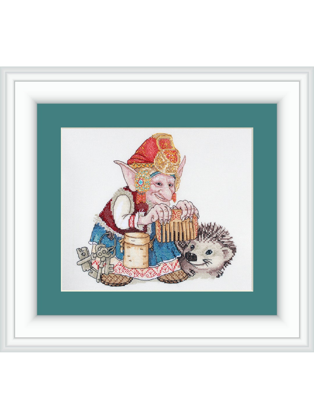 Dwarf and Hedgehog Cross Stitch - Counted Cross-stitch Kit on Aida 27 ...