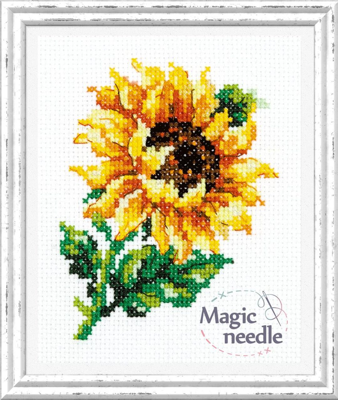 Small Sunflower - Counted Cross-stitch Kit. Pattern on Aida 14 Count ...