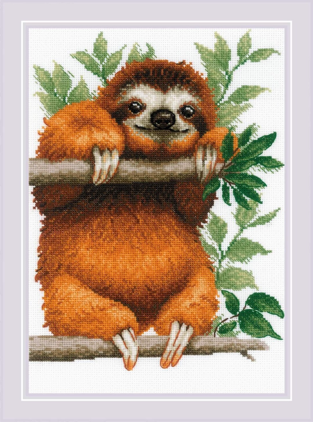 Sloth - Counted Cross-stitch Kit. Animal Cross Stitch. Sloth Embroidery ...