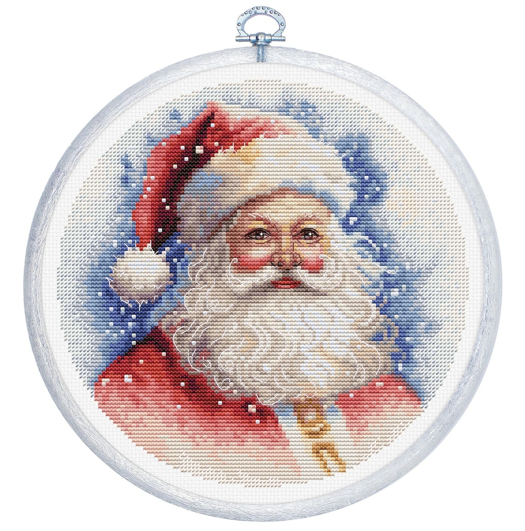 Santa - Counted Cross-stitch Kit on Aida 16 Count Canvas. Santa Claus ...