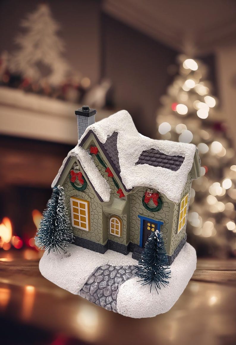 Snow-covered Christmas House. Holiday House With Festive Details ...