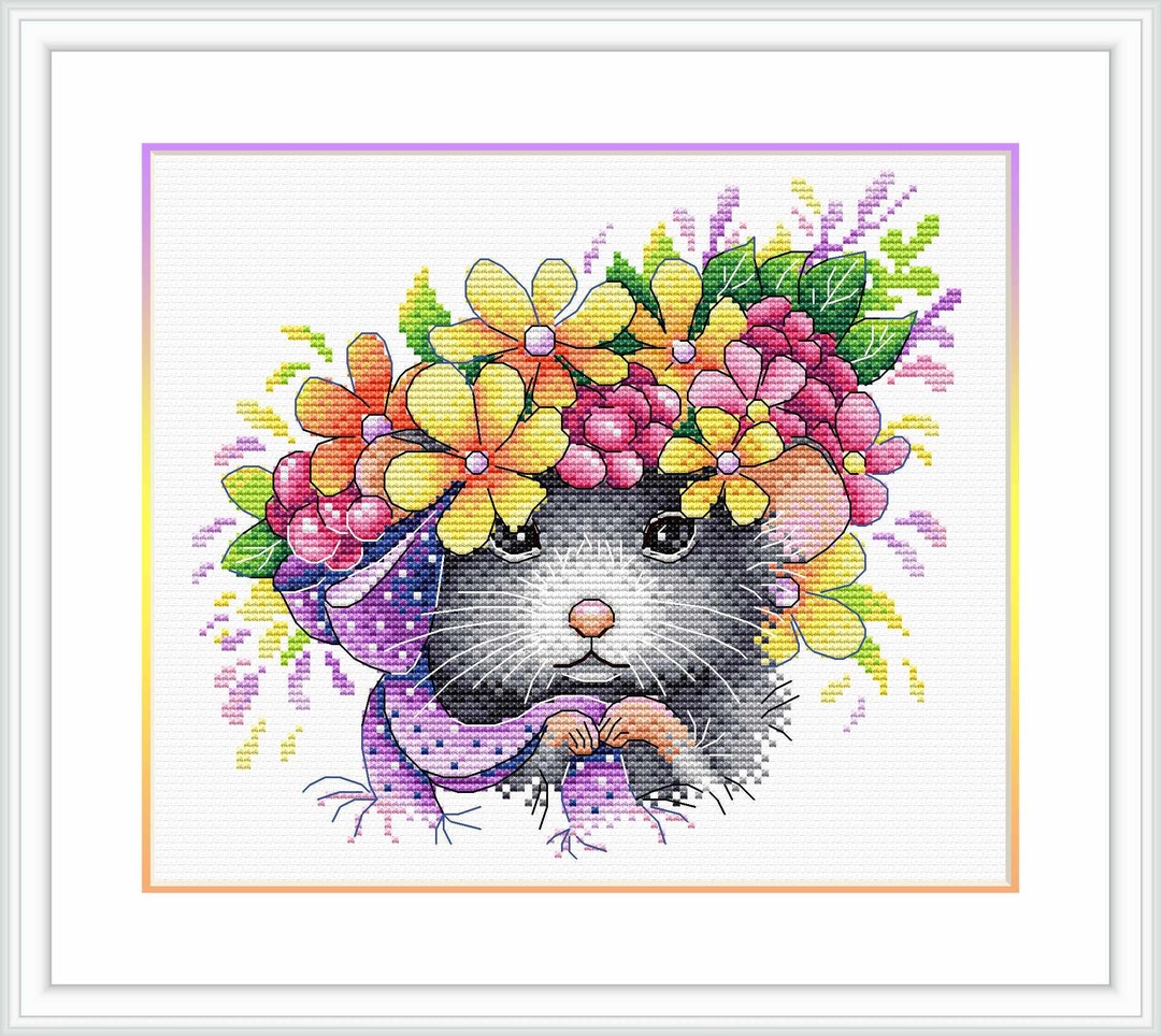Cute Animal Cross Stitch Kit. Mouse Cross Stitch Pattern. Beginner ...
