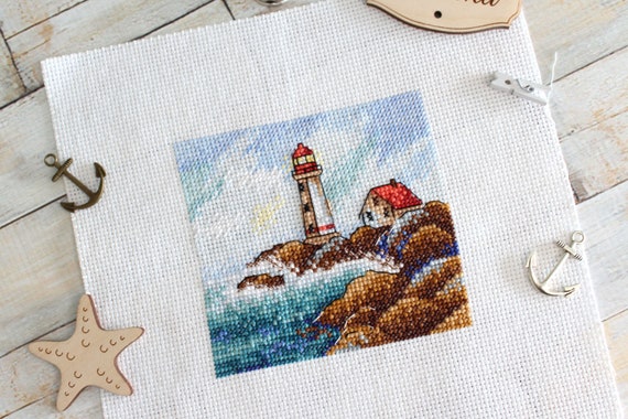 Embroidery Lighthouses on the Seaside Counted Cross Stitch Embroidery ...