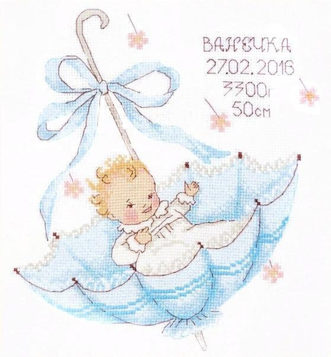 Baby Born Boy Sampler Cross-stitch Kit on Aida 14 Count | Etsy