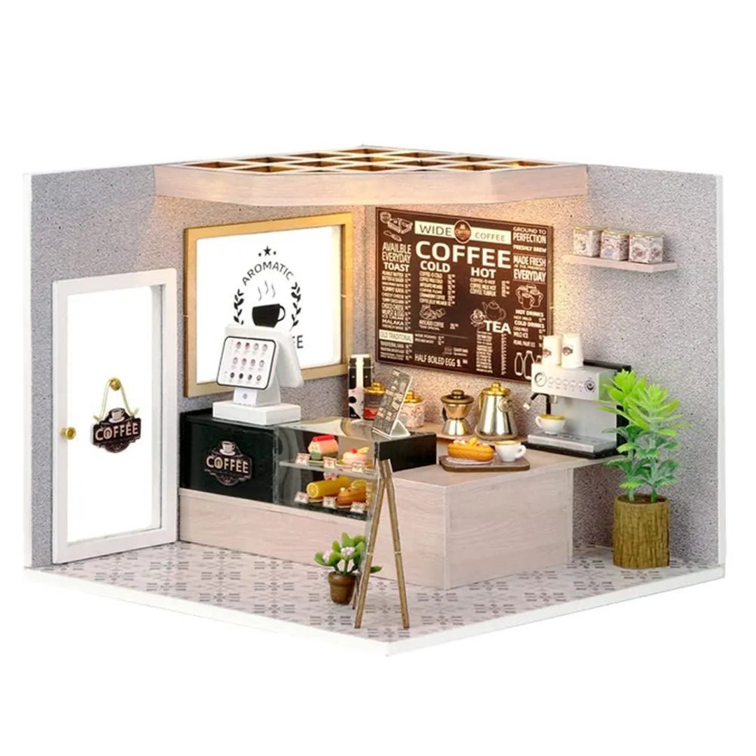 Wizardi Roombox Kit - Cafe. DIY Home Decor Dollhouse Kit With Furniture ...