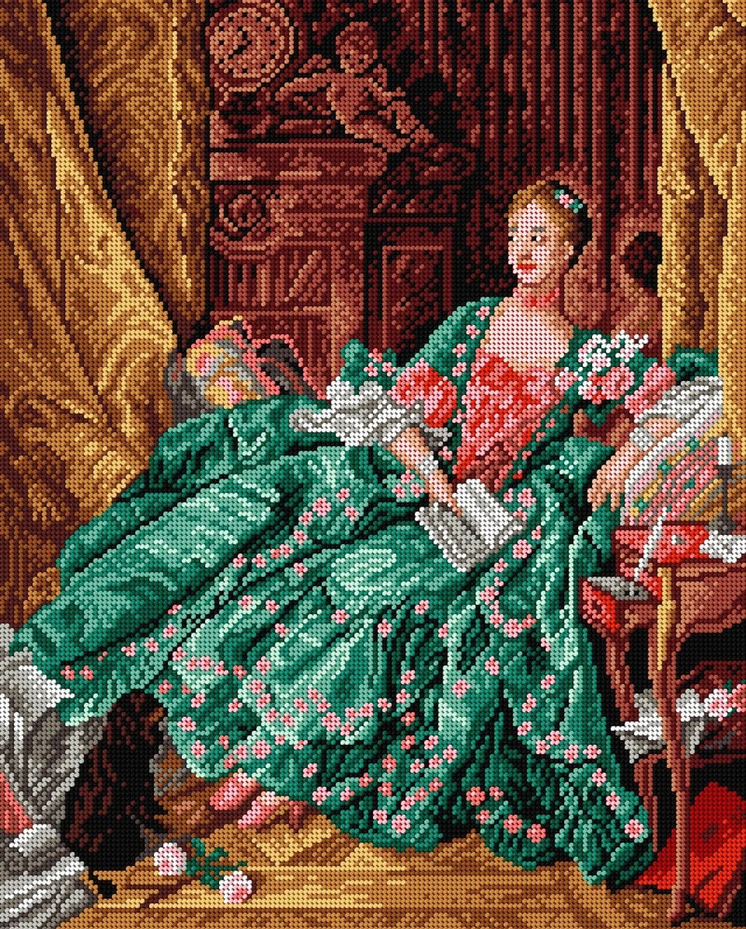 Madame De Pompadour - Needlepoint Canvas for Halfstitch Without Yarn ...