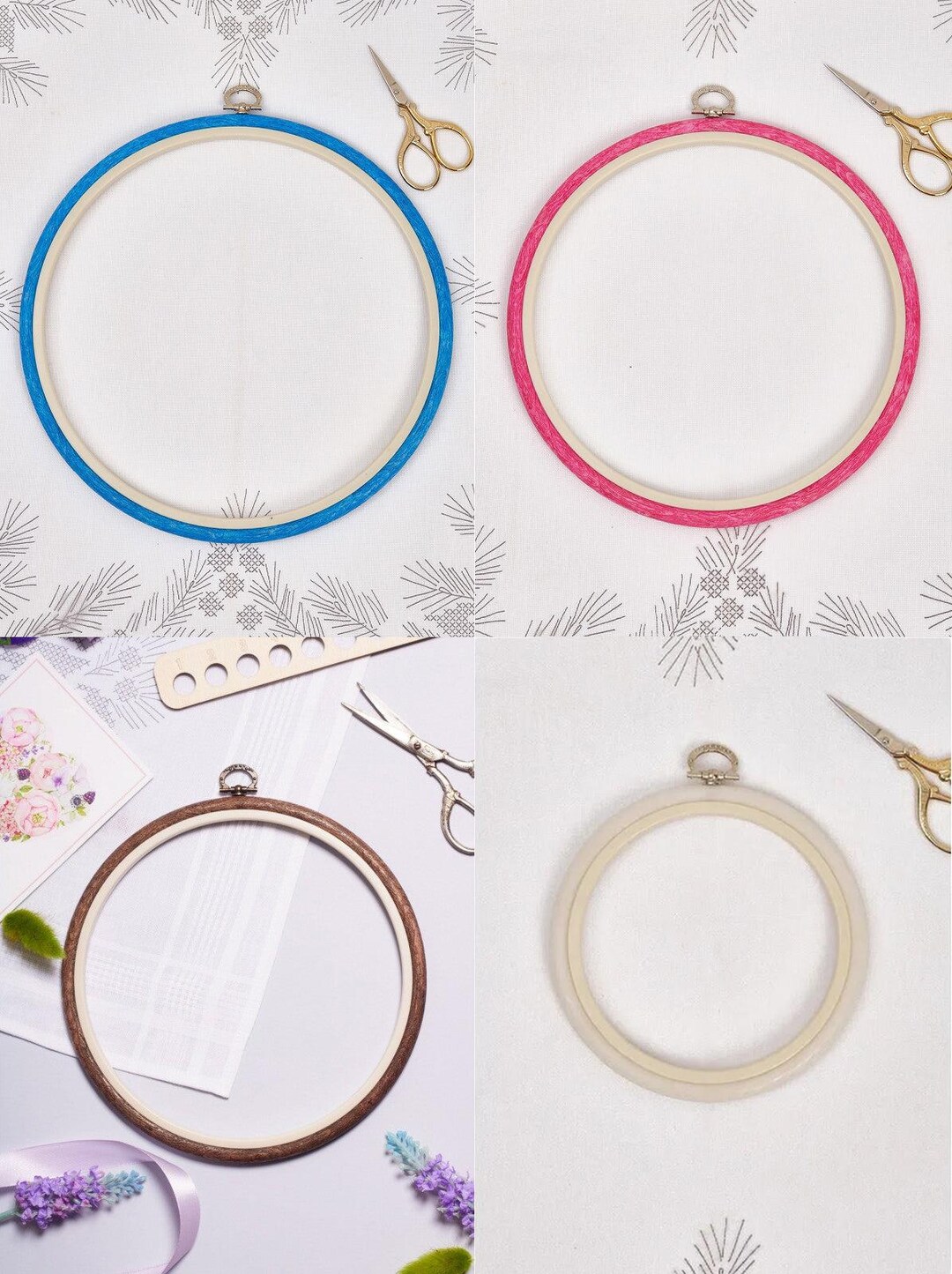 Round Flexi Hoops. Different Sizes. Durable Plastic Embroidery Frame ...