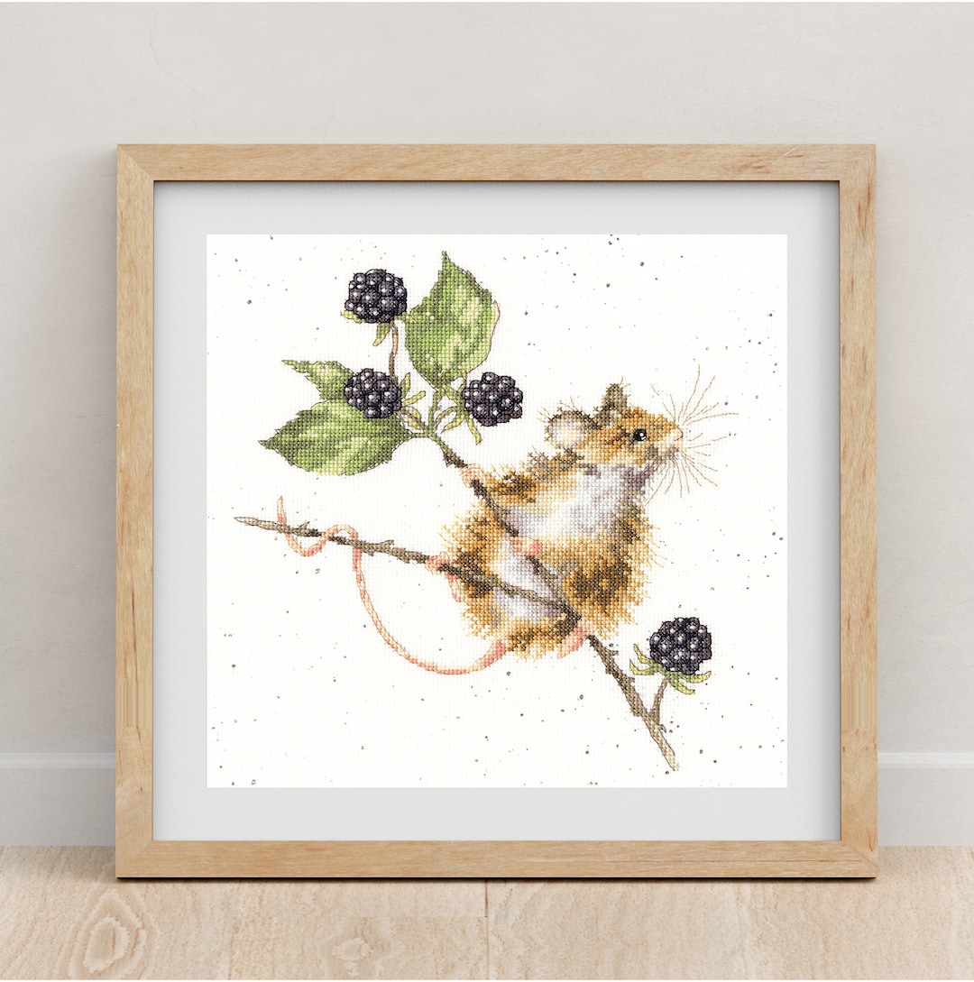 Mouse With Berries. Hannah Dale Cross-stitch Kit on Aida 14 Count ...