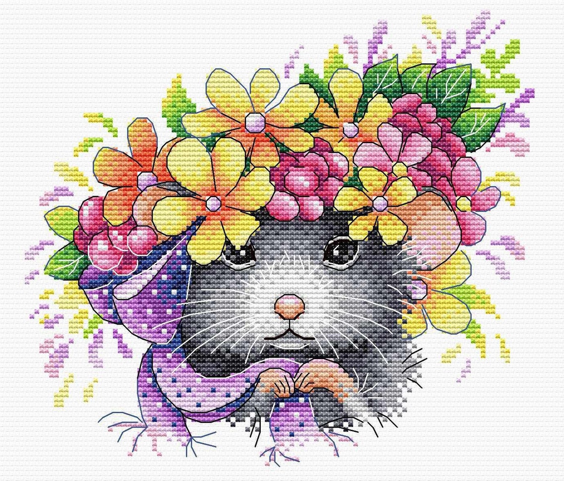 Cute Animal Cross Stitch Kit. Mouse Cross Stitch Pattern. - Etsy