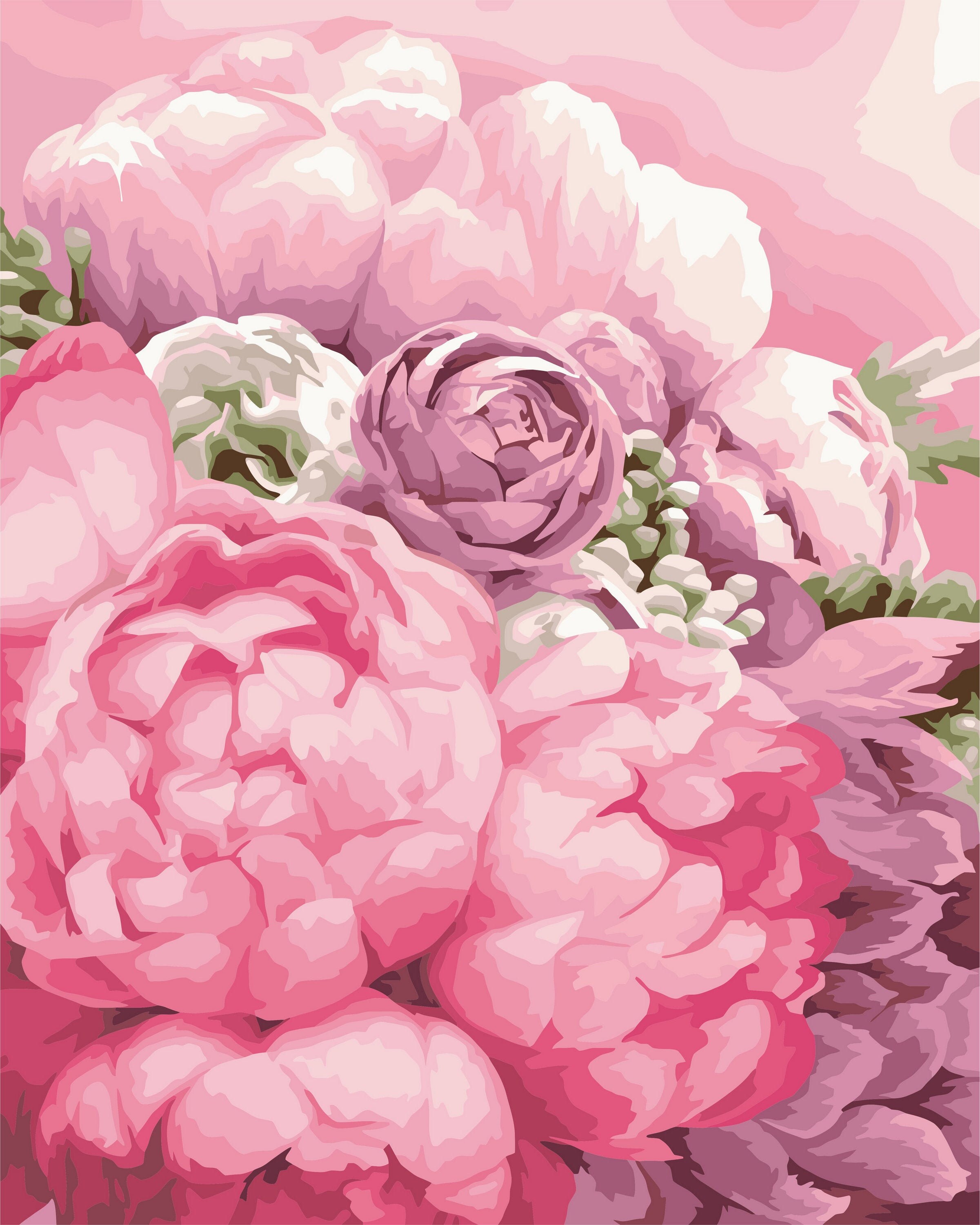 Paint by Numbers Kit Pink Peonies B119 19.69 X 15.75 in DIY - Etsy