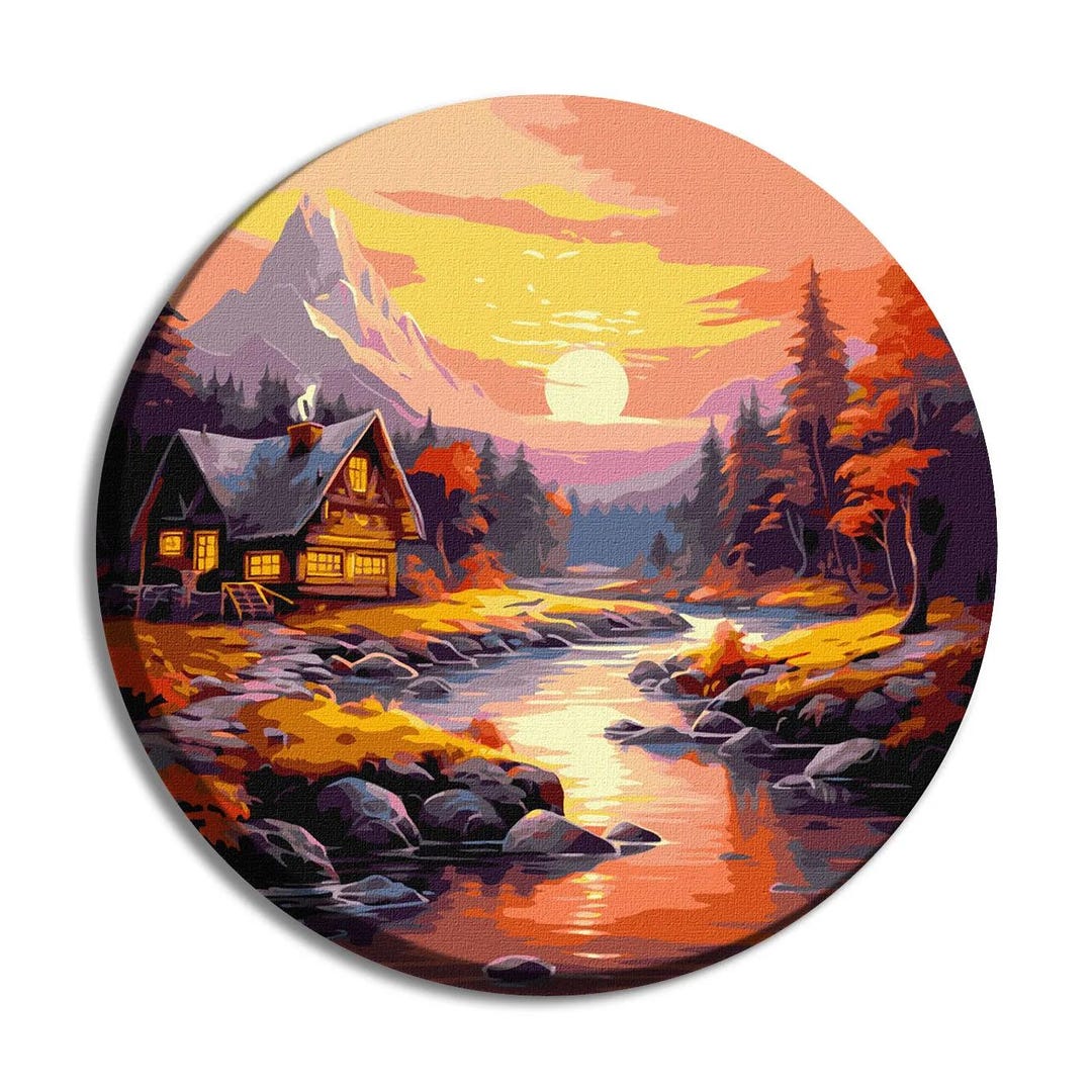 Mountain Panorama - Paint by Numbers Kit. Evening Forest Painting ...