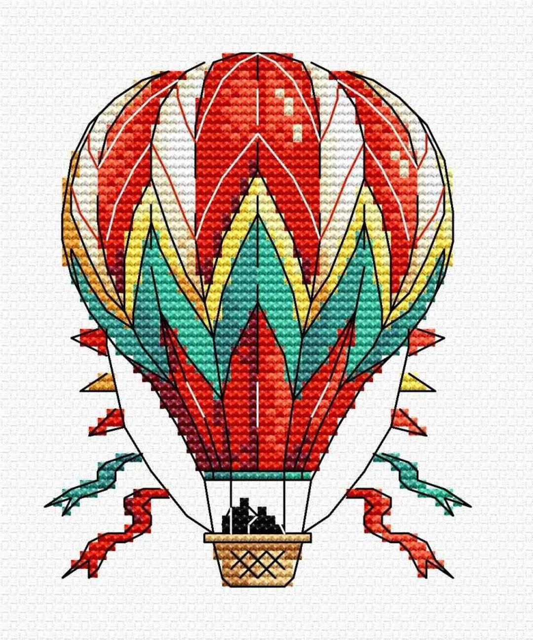 Balloon Cross Stitch Kit. Cross Stitch Pattern on Aida 14 - Etsy