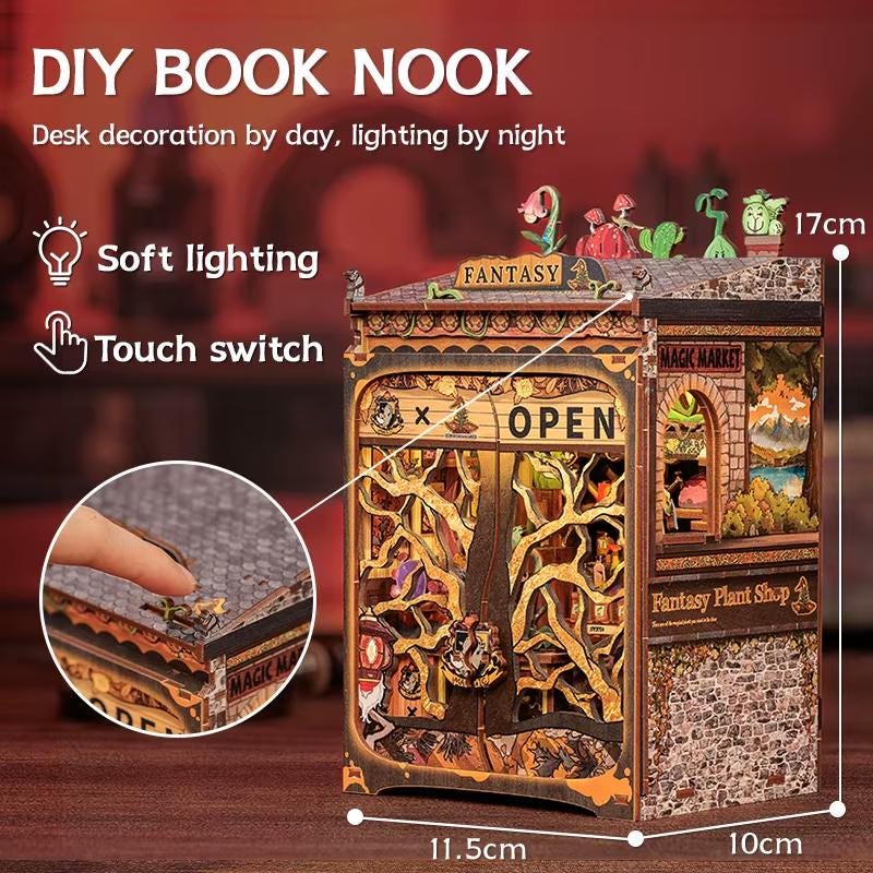 Fantasy Wizardi DIY Miniature Book Nook Kit - Magical Bookshelf Insert ...