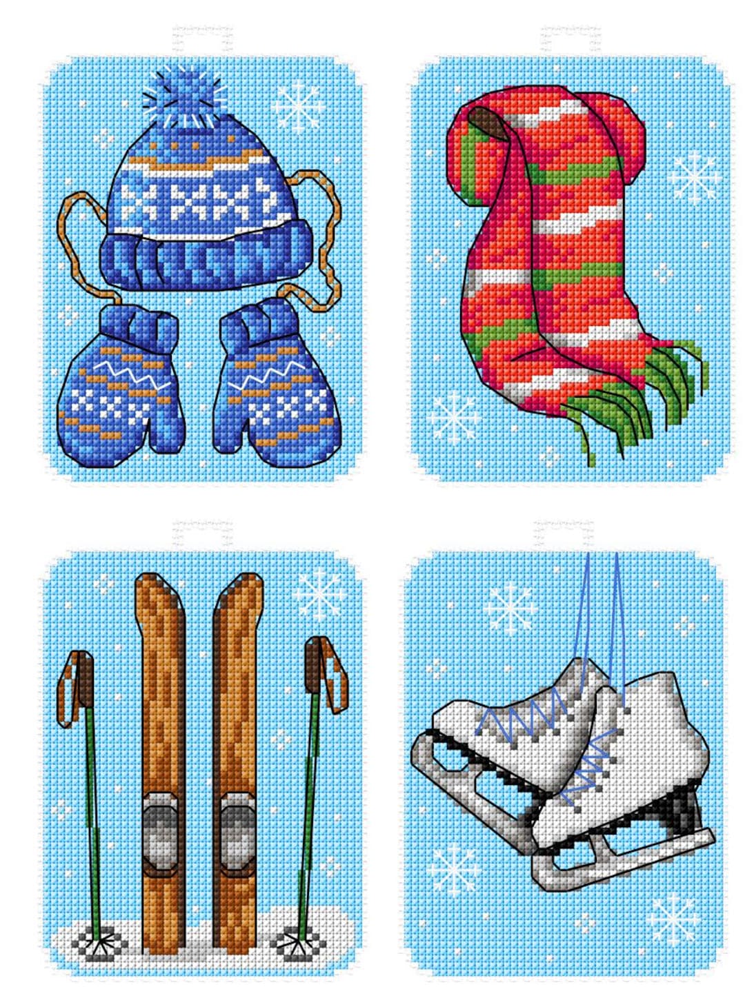 Counted Cross-stitch Kit – Winter Accessories With Scarf, Mittens ...