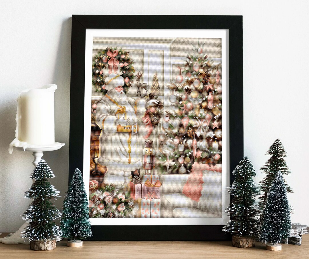 White Christmas Santa - Luca-s Counted Cross-stitch Kit on Zweigart ...