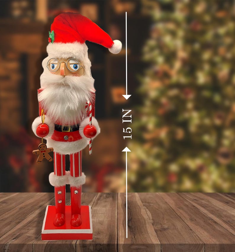 Set of 2 Christmas Nutcrackers - Santa and Elf Wooden Decorations for ...
