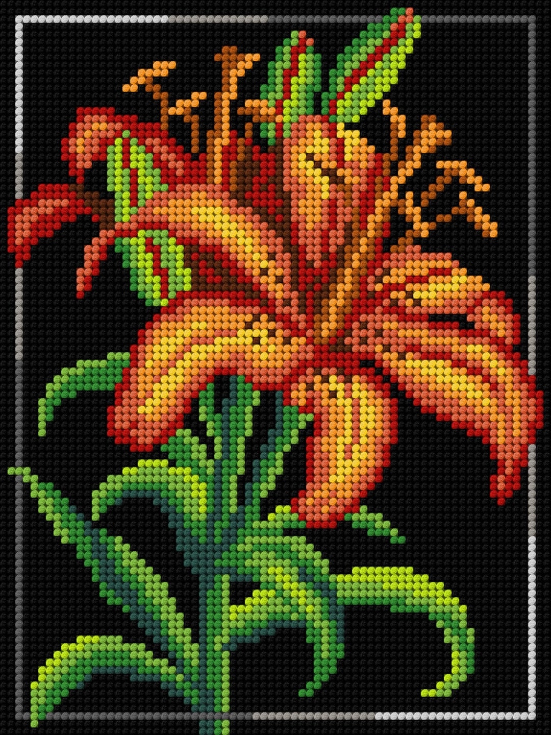 Lily Needlepoint Canvas for Half Stitch Without Yarn. Printed Tapestry ...