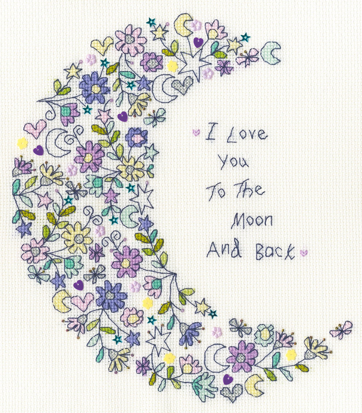 Counted Cross-stitch Kit on Aida 14 Count Canvas - Love You to the Moon ...