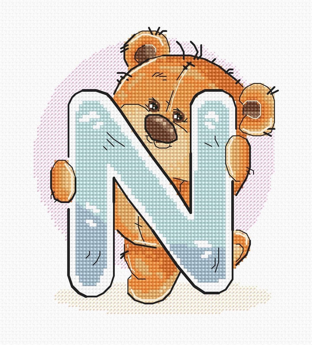 Cross Stitch Kit - Letter „N”. Alphabet Embroidery Pattern on Aida 16 ...