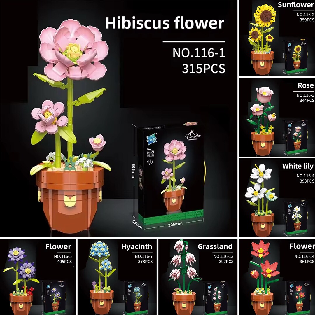 Potted Flower Building Brick. DIY Flower Building Kit. Potted Flower ...