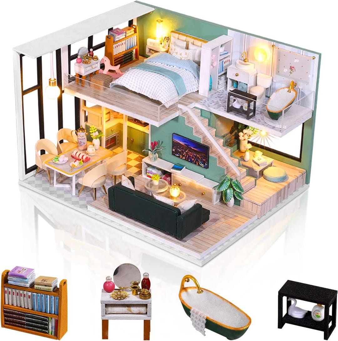 Wizardi Roombox Kit. DIY Home Decor Dollhouse Kit With Furniture and ...