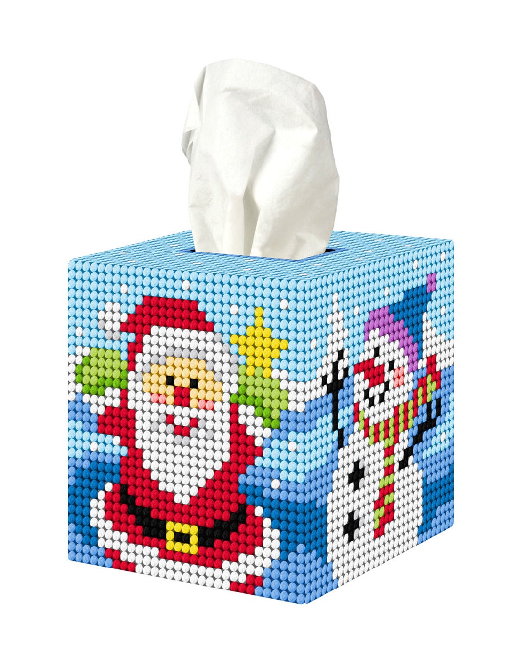 Tissue Box Cover Christmas Santa Claus and Snowman - Needlepoint Half ...